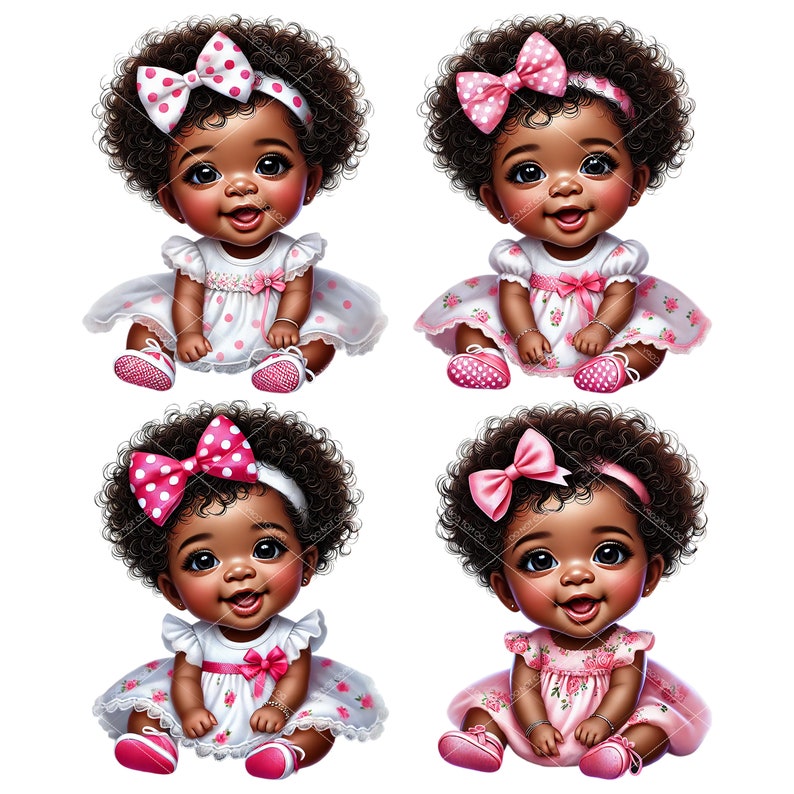 Afro Baby Girl Clipart,baby Girl Clipart,black Baby Girl Clipart ...