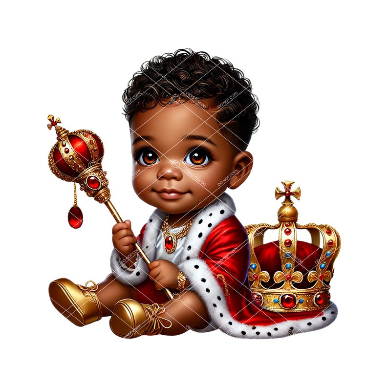 Afro Prince Clipart,red Gold Baby Prince Clipart,african American ...