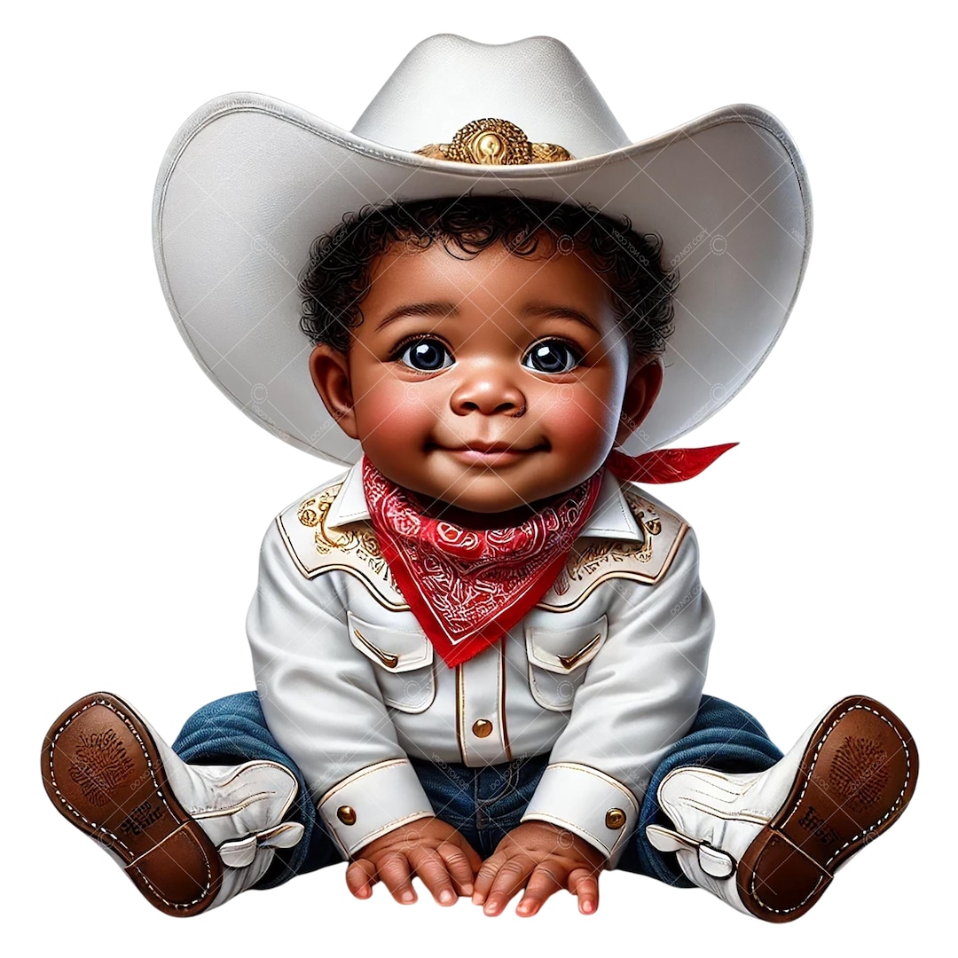 African American Baby Cowboy Clipart - Afro Baby Cowboy Clipart ...