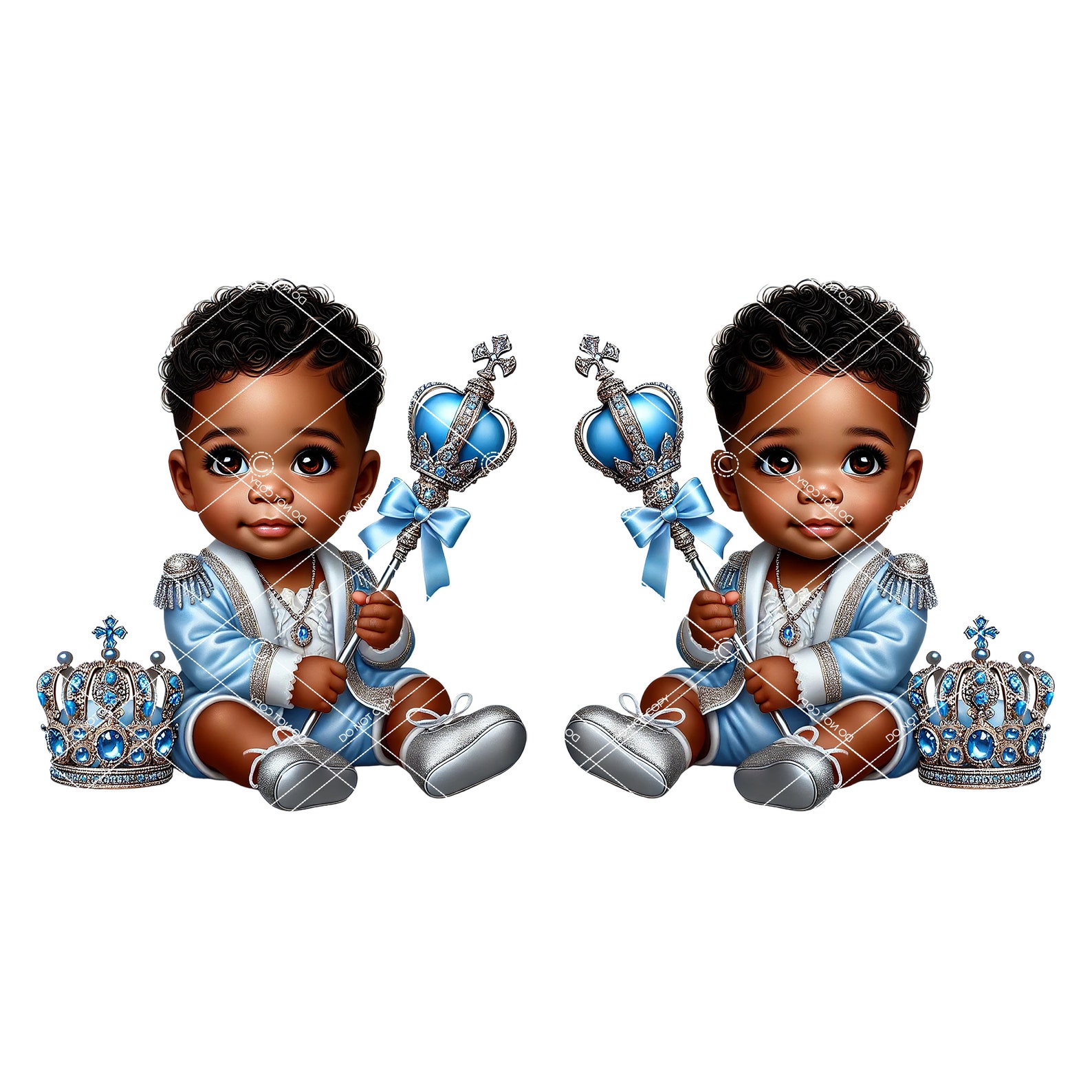 Baby Afro Prince Clipart,blue Silver Prince Clipart,african American ...
