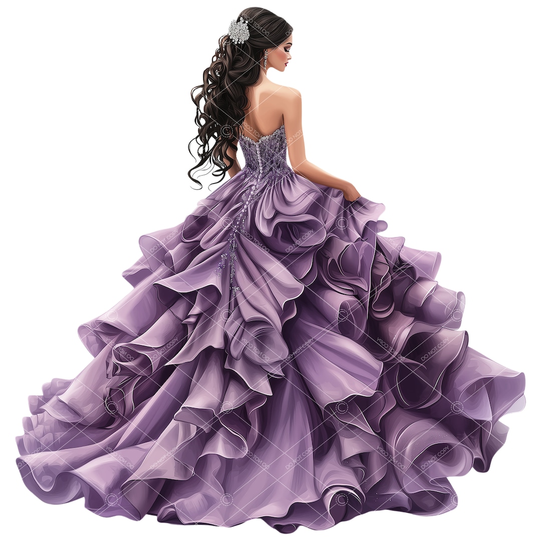 Lavender Quinceañera Clipart,quinceañera Princess Clipart,purple ...