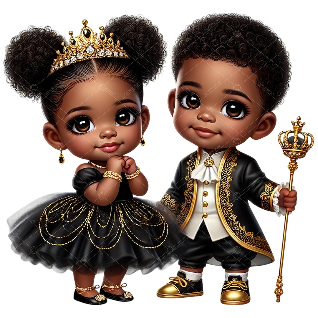 Black Gold African American Prince Princess Clipart,afro Princess,black ...