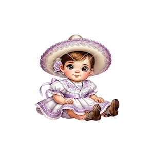 Charrita Bautizo Clipart: Baby Girl Baptism Illustration (PNG) - Etsy