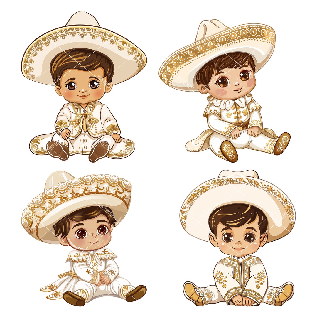 Bebé Charitto Clipart, Charro Clipart, Charro de Oro Blanco, Bautismo ...