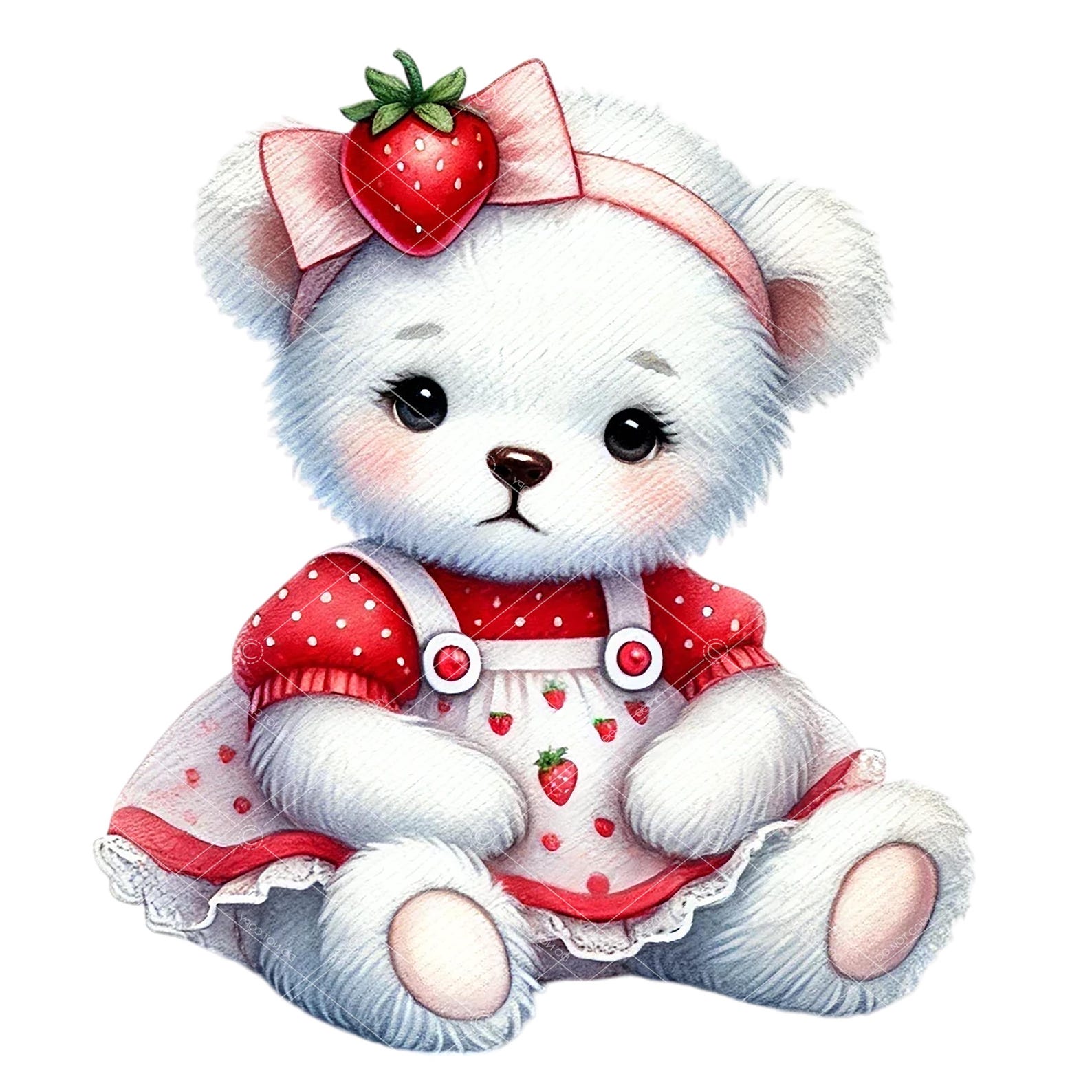 Strawberry Baby Girl Bear Clipart Set 4 Pack Strawberry Baby Shower ...
