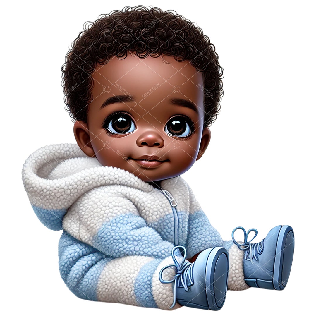 Afro Baby Boy Clipart,afro Baby Boy Winter Wonderland Clipart,african ...