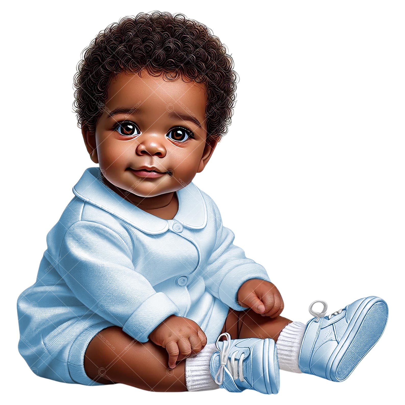 Adorable Afro Baby Boy Clipart | Baby Shower, First Birthday, Baptism ...