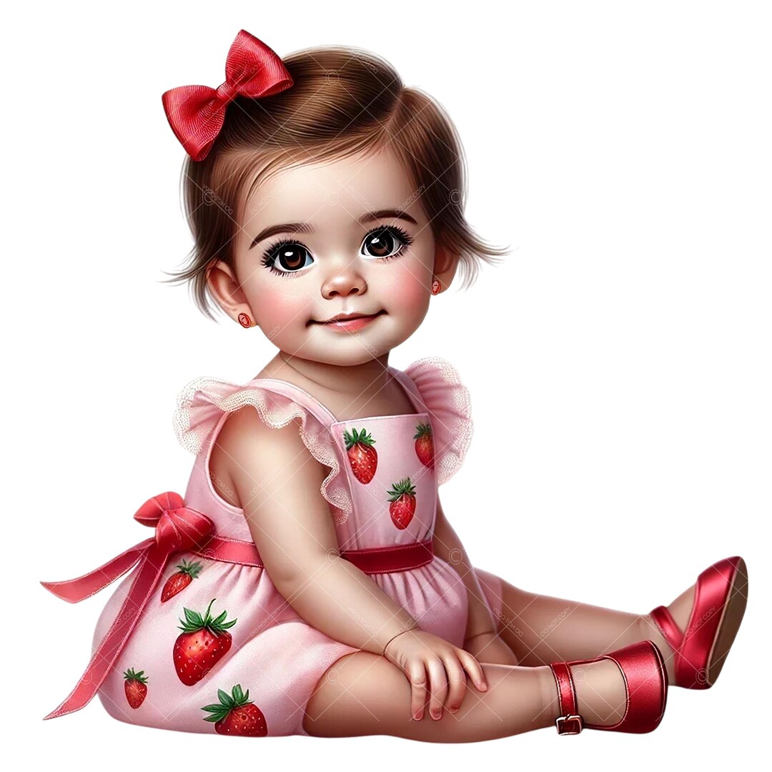 Strawberry Baby Girl Clipart, Strawberry Baby Clipart, Pink Strawberry ...