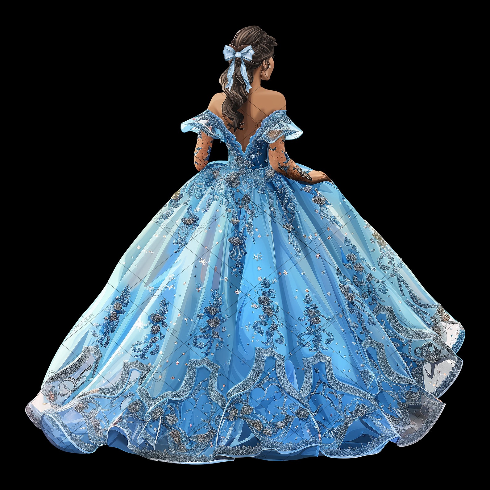Blue Silver Quinceañera Princess Clipart Digital Download Etsy