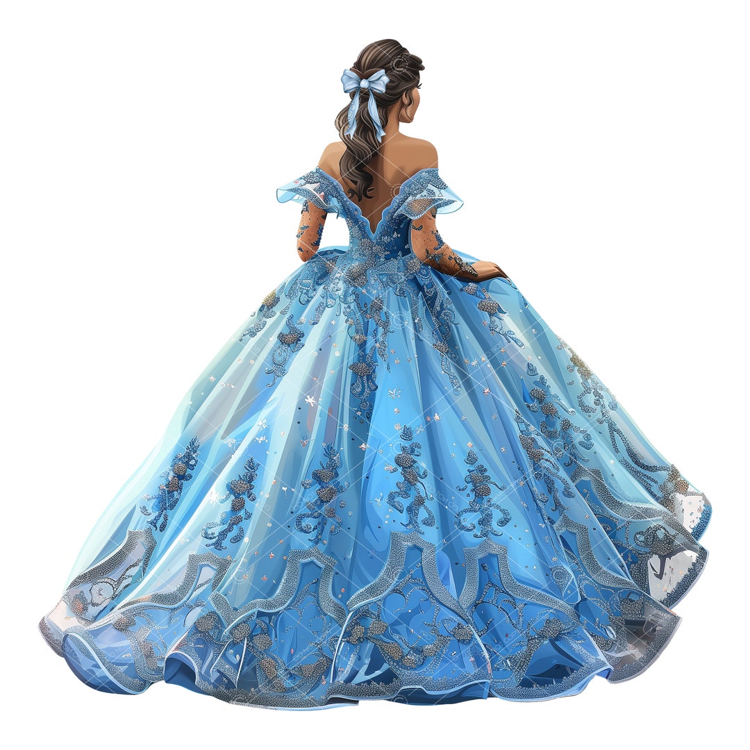 Quinceañera Princess Clipart, Blue Princess Clipart, Cinderella ...