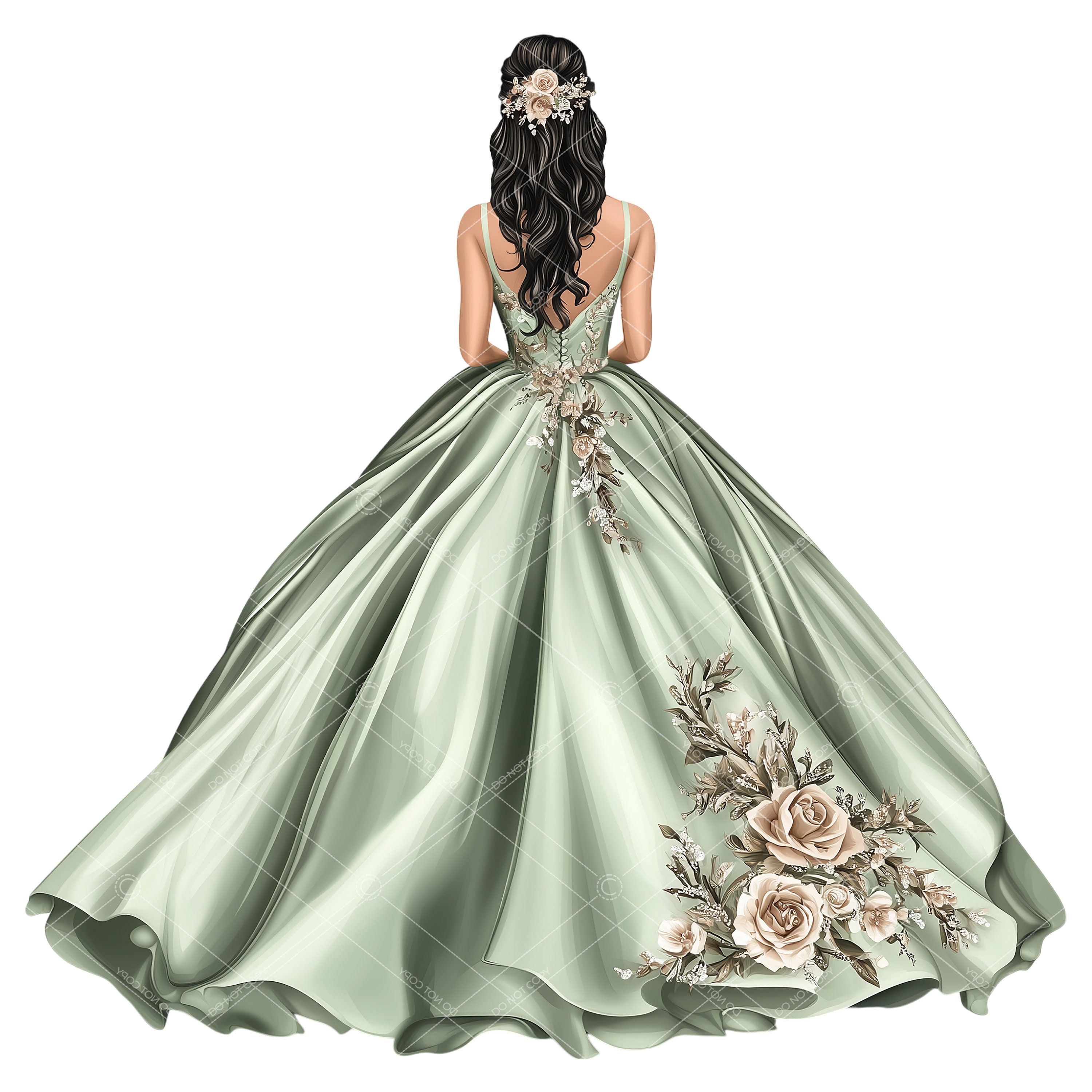 Sage Green Quinceañera Clipart | Quinceañera Dress Clipart | Quinceañera Clipart | Sage ...