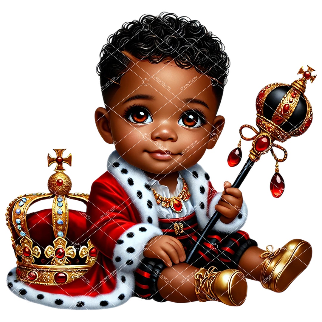 Red & Gold Afro Baby Prince Clipart: African American Prince (PNG) - Etsy