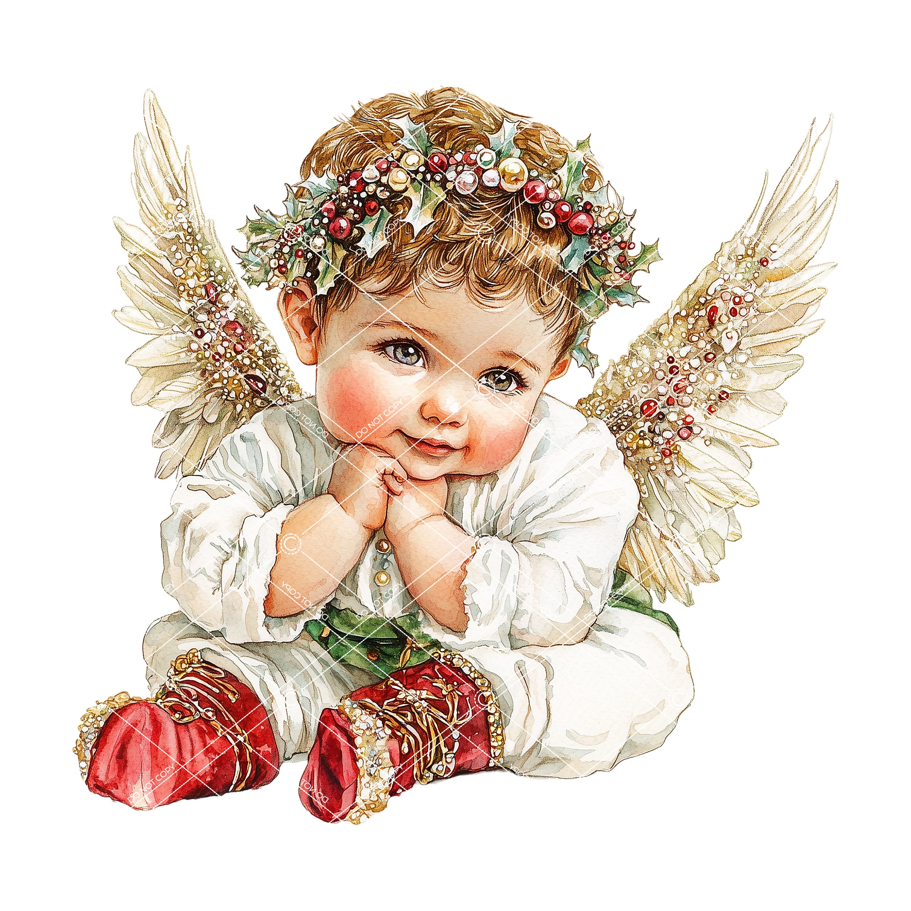 Watercolor Baby Boy Christmas Angel Clipart Set of 4, Christmas Angel ...