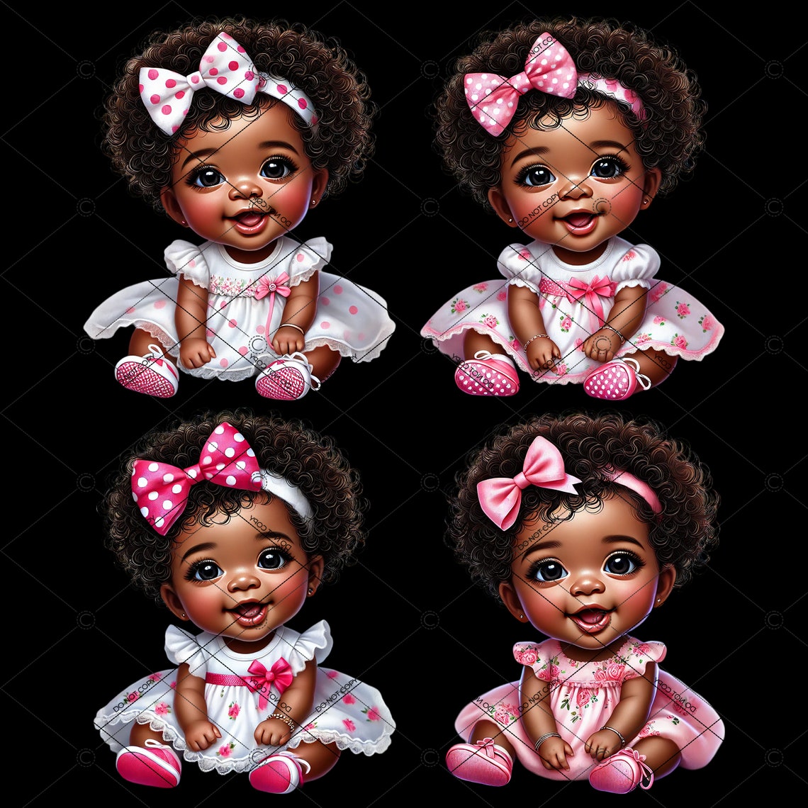 Afro Baby Girl Clipart,baby Girl Clipart,black Baby Girl Clipart ...