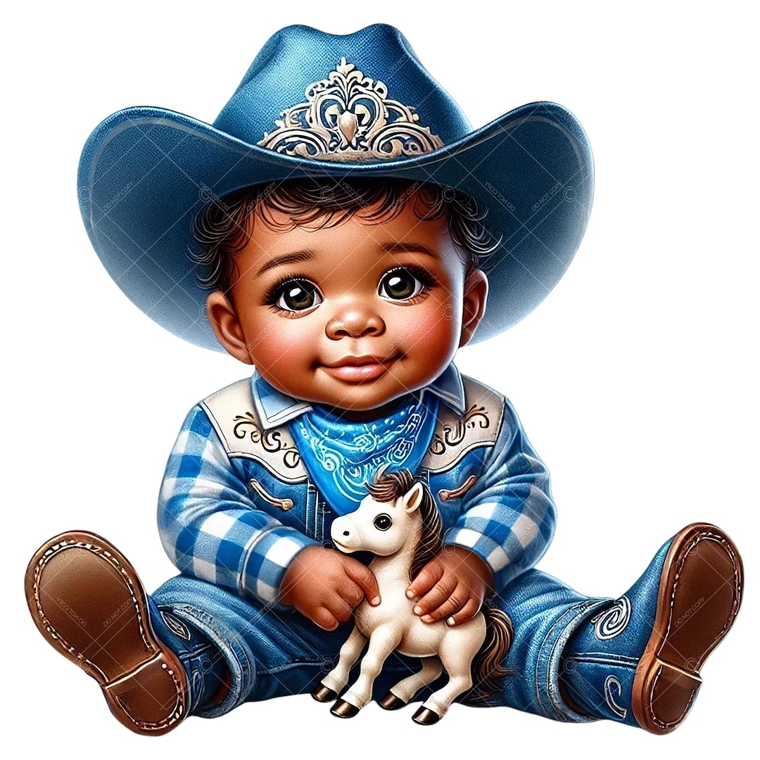 Afro Baby Cowboy Clipart: Western Nursery Art (PNG Digital Download) - Etsy