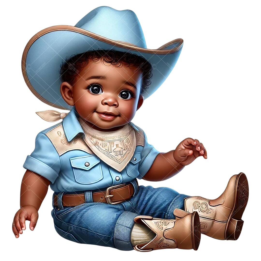 Afro Baby Cowboy Clipart - African American Baby Cowboy Clipart ...
