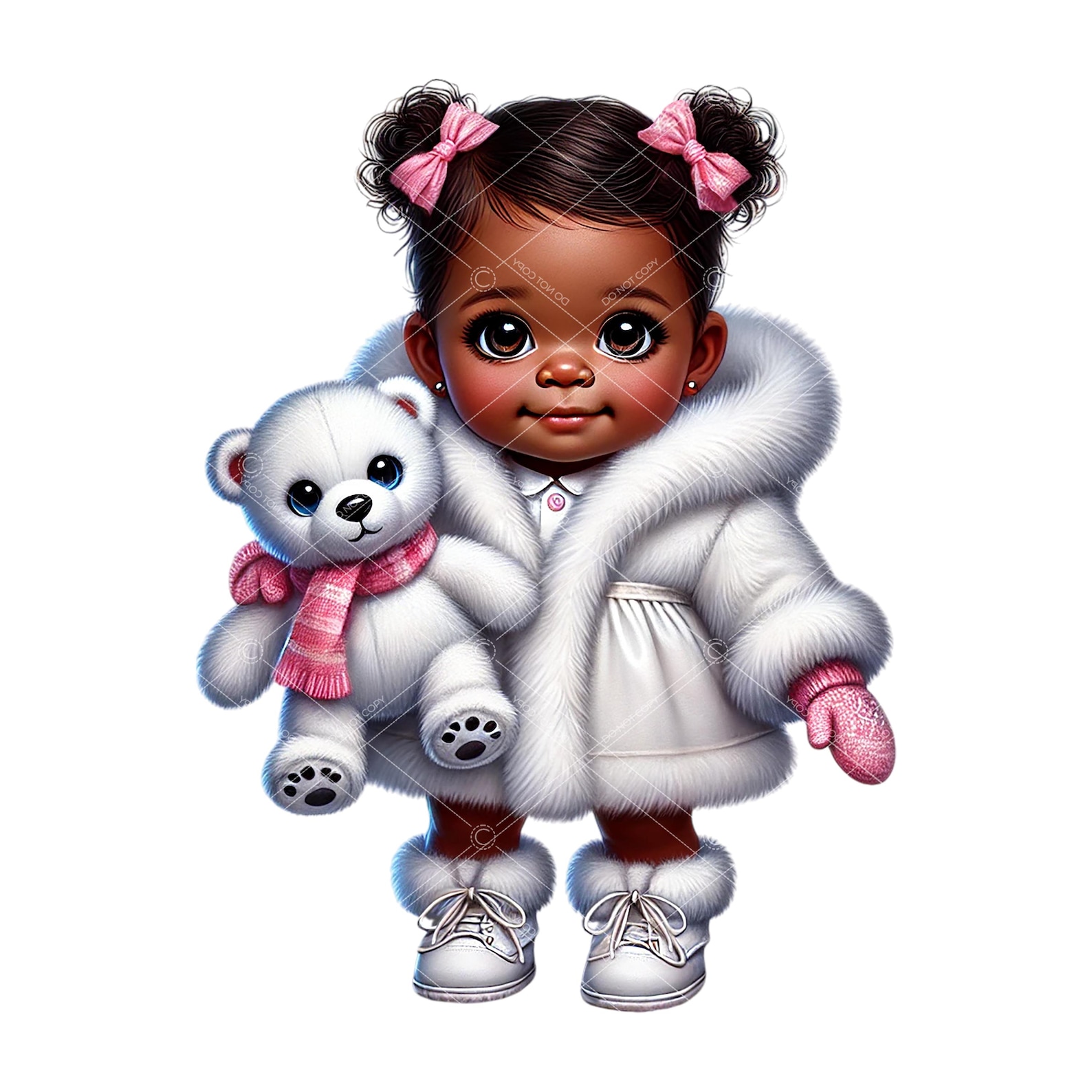 Adorable Winter Baby Girl Clipart Afro Baby Girl Winter Clipart African ...