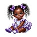 Purple Afro Baby Girl Clipart,pigtail Baby Girl Clipart,afro Baby Girl ...