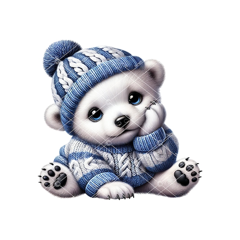 Baby Boy Polar Bear Clipart, Baby Polar Bear Clipart, Boy Sweater Bear ...