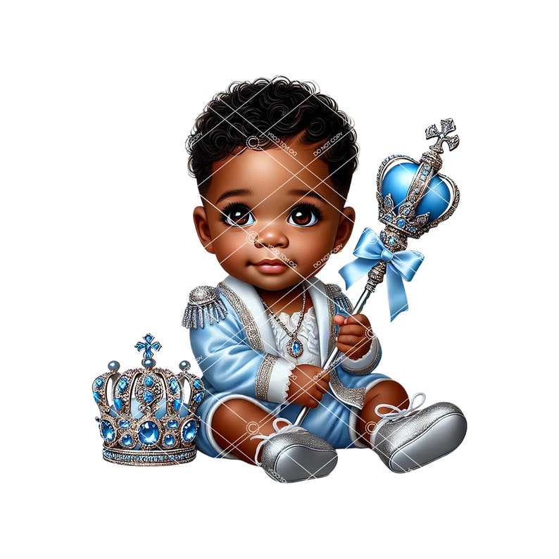Baby Afro Prince Clipart,blue Silver Prince Clipart,african American ...