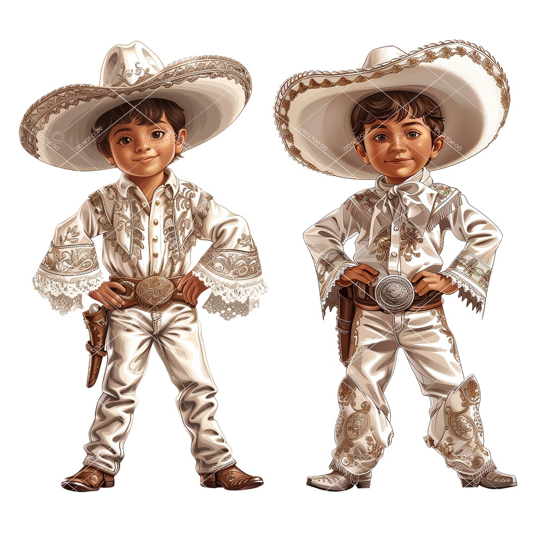 Charro Clipart,boy Charro Clipart,white Gold Charro,standing Charro ...