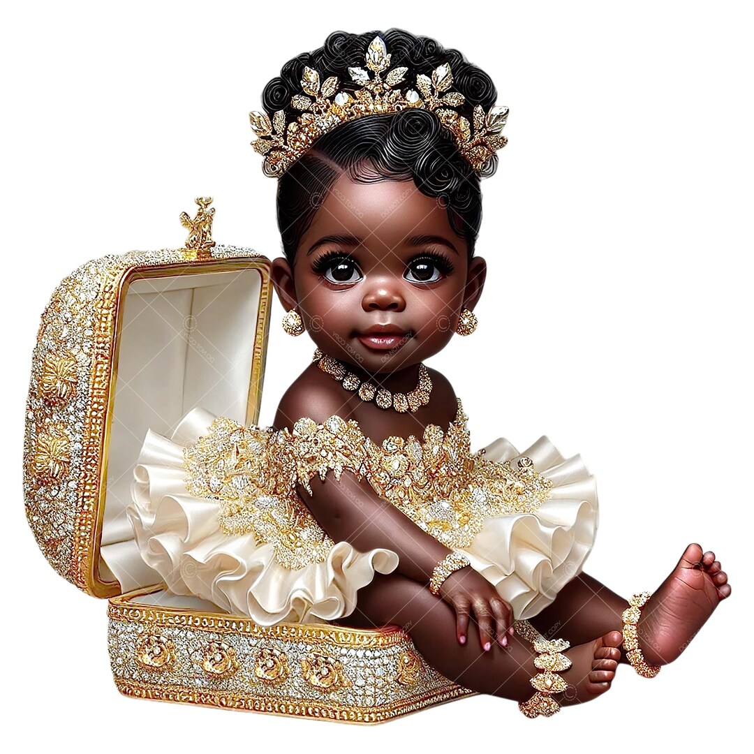 Luxury African American Baby Girl Clipart - Afro Princess Baby ...