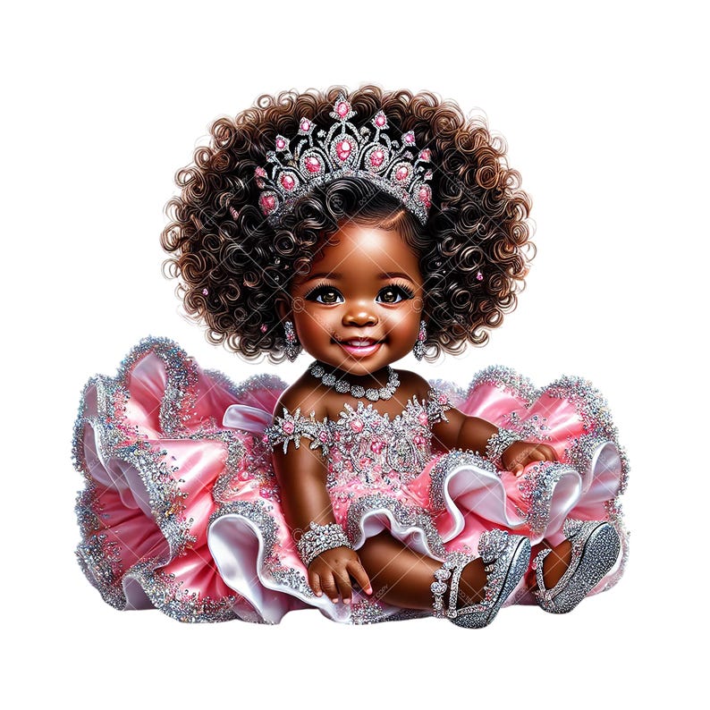 Pink & Silver Princess Baby Girl Clipart (PNG) - Etsy