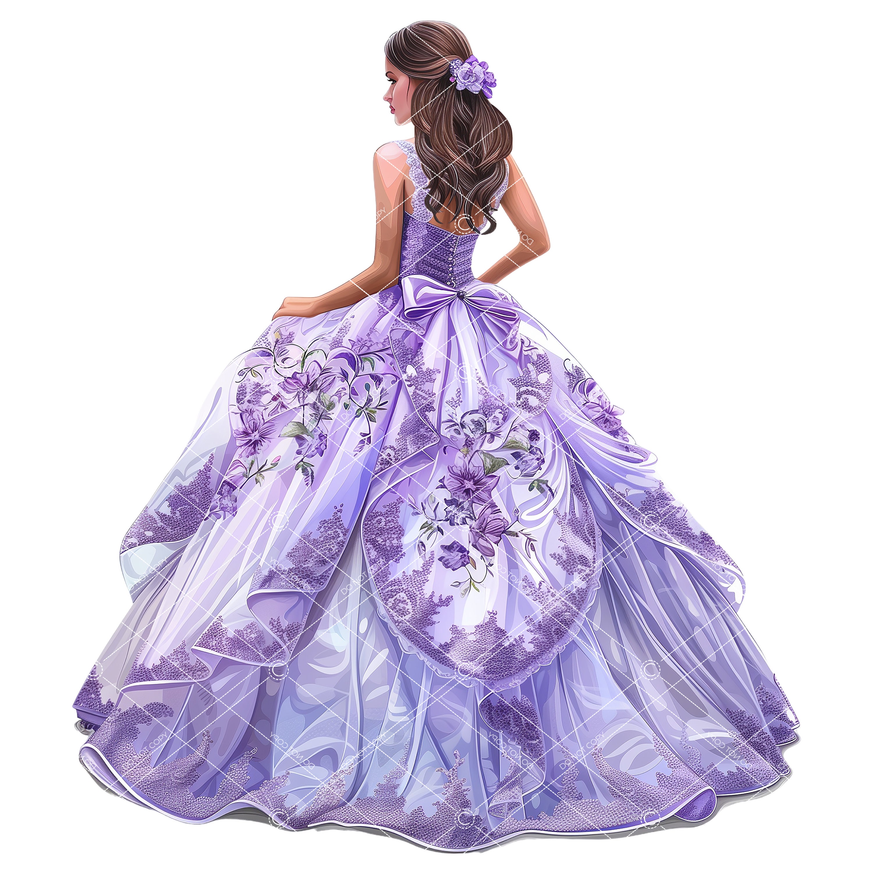 Lavender Quinceañera Clipart, Quinceañera Princess Clipart, Purple ...
