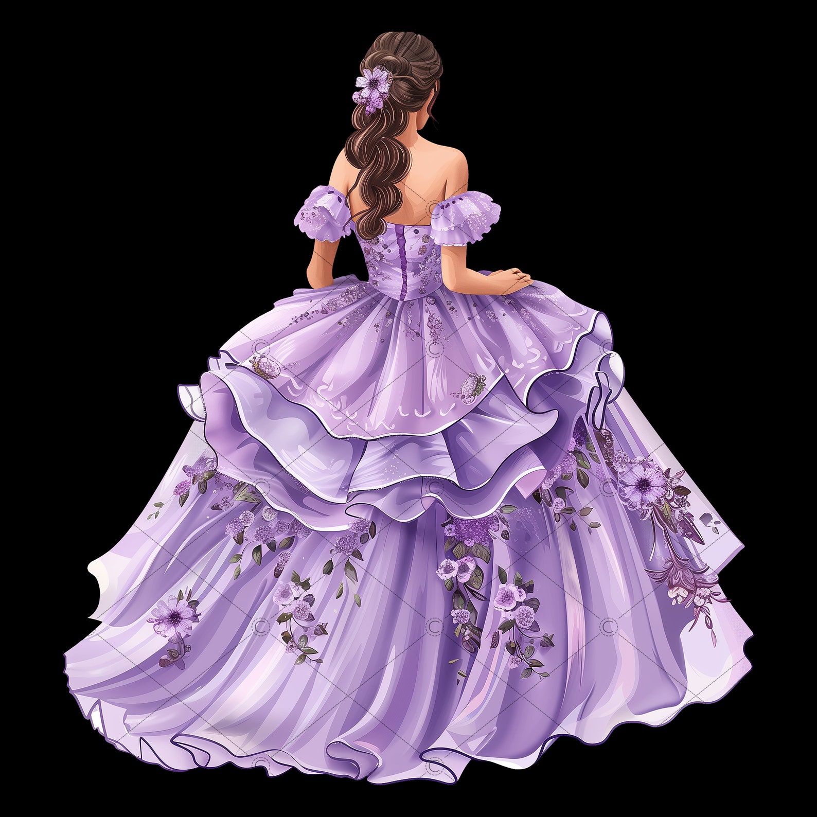 Quinceañera Princess Clipart, Purple Princess Clipart, Purple ...