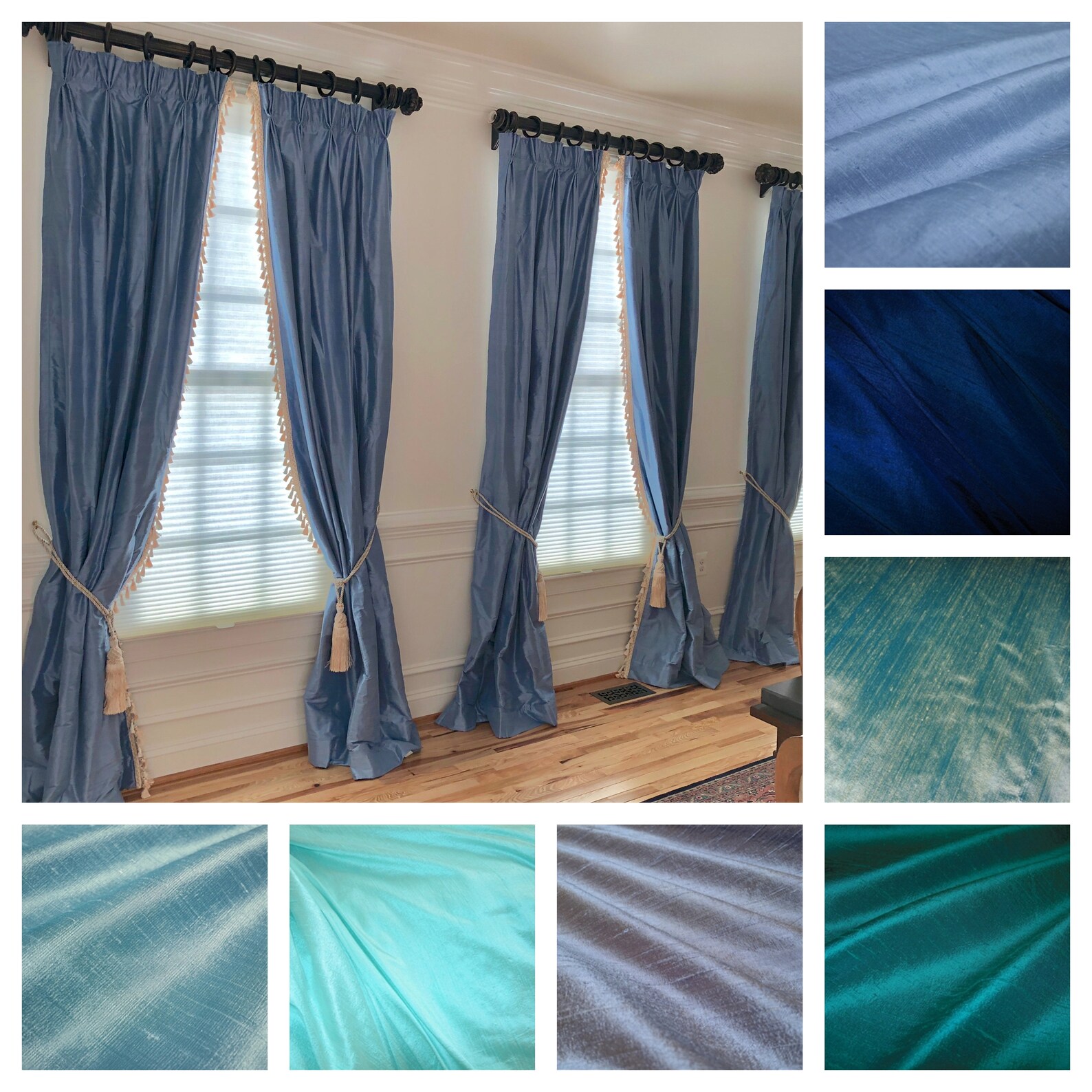 Blue Silk Dupioni Drape With Lining You Pick the Color and - Etsy