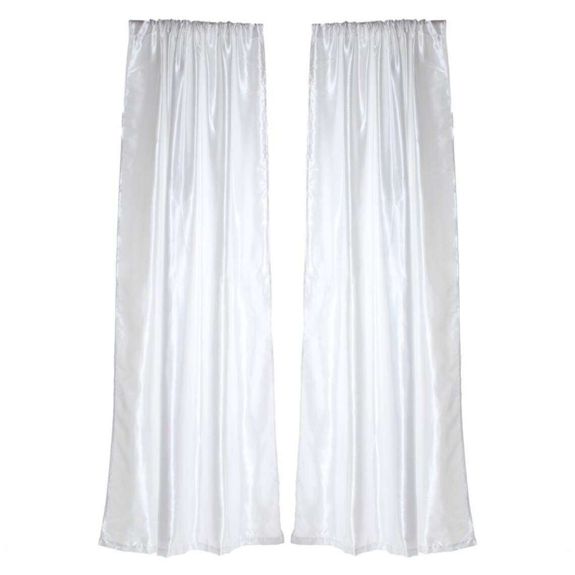 Luxury White Satin Pole Pocket Drapes With Thermal Suede | Etsy