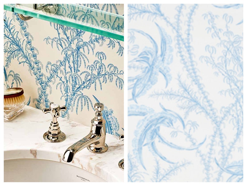 F. Schumacher Ocean Toile Wallpaper packaged in Double Rolls other ...