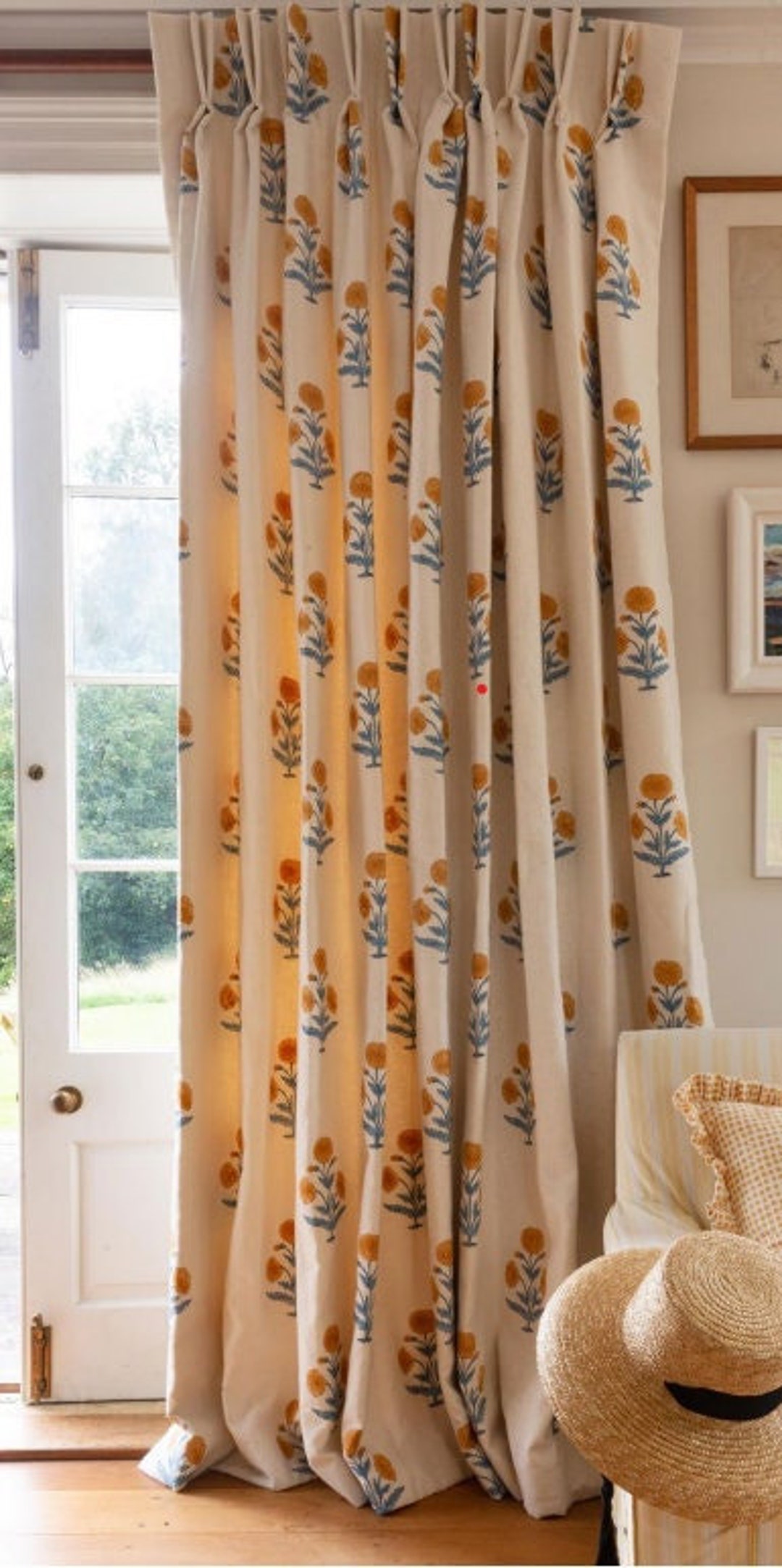 Custom Designer Block Print Poppy Drapes: You Pick the Fabric and Style ...