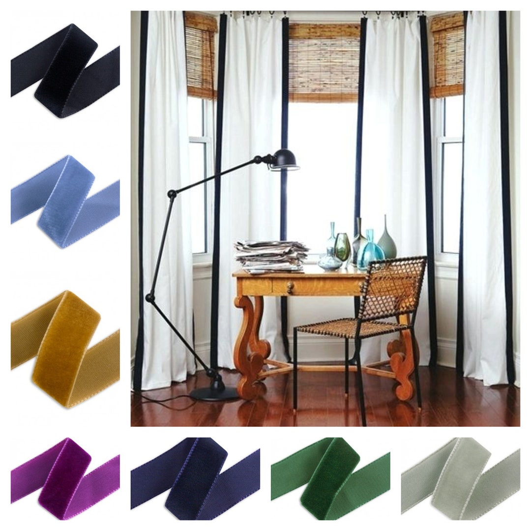 Custom Linen Velvet Ribbon Trim Drapes With Thermal Lining - Etsy