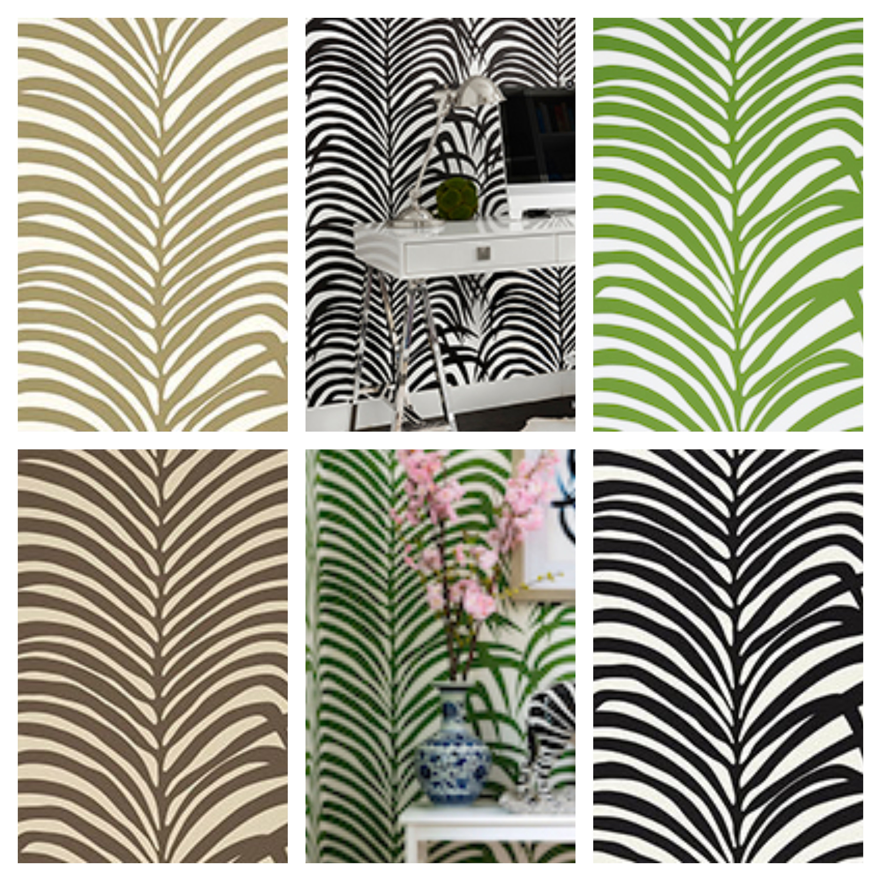 F. Schumacher Zebra Palm Wallpaper (Packaged in double rolls) (other ...