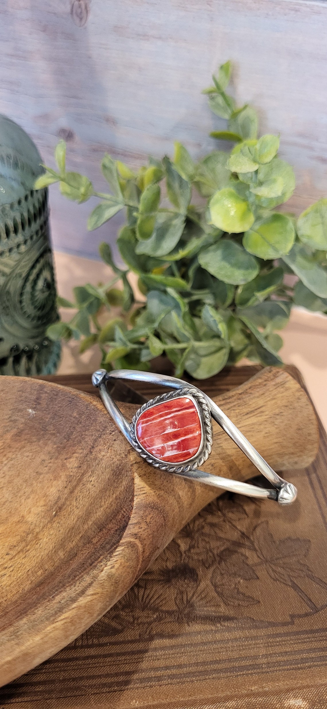Native American Navajo Sterling Silver Spiny Oyster Bracelet by ...