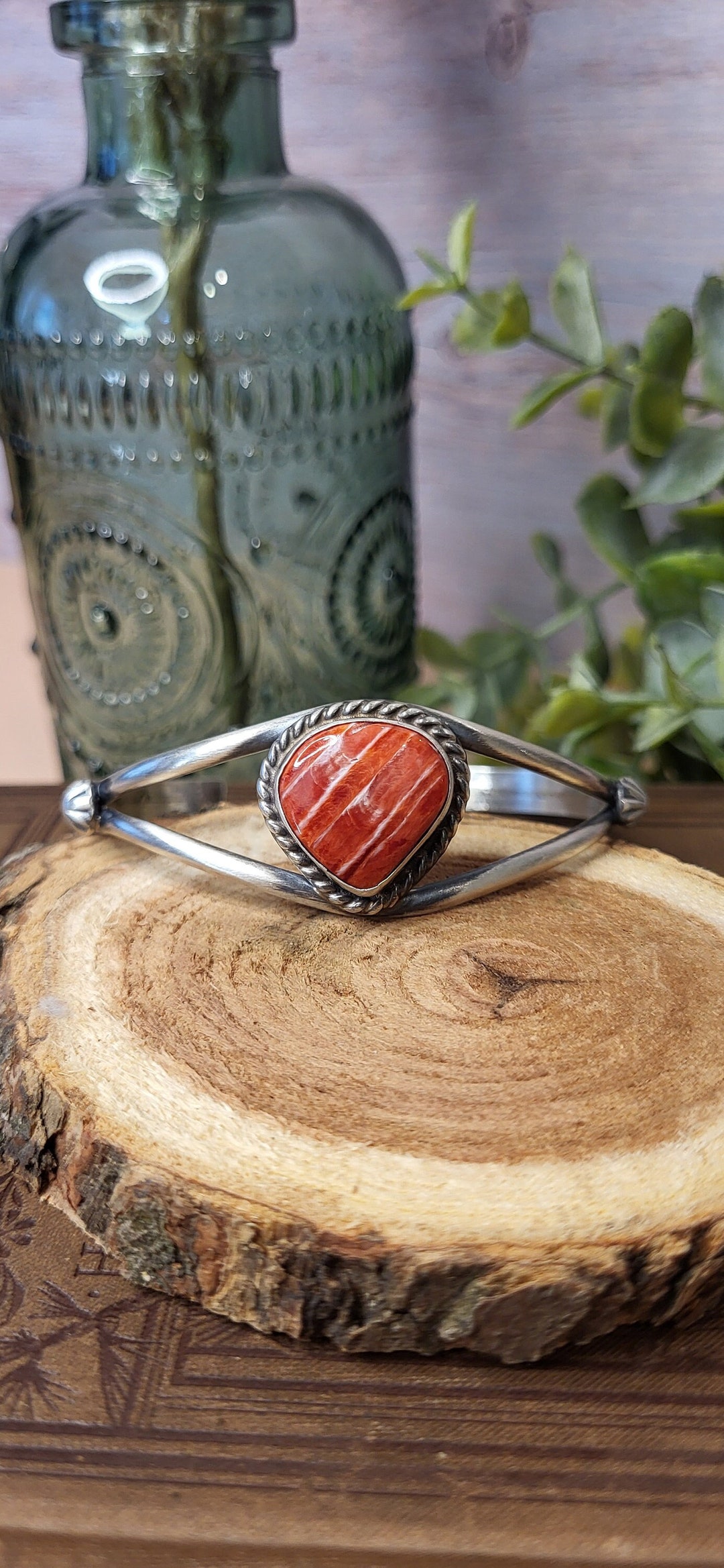 Native American Navajo Sterling Silver Spiny Oyster Bracelet by ...
