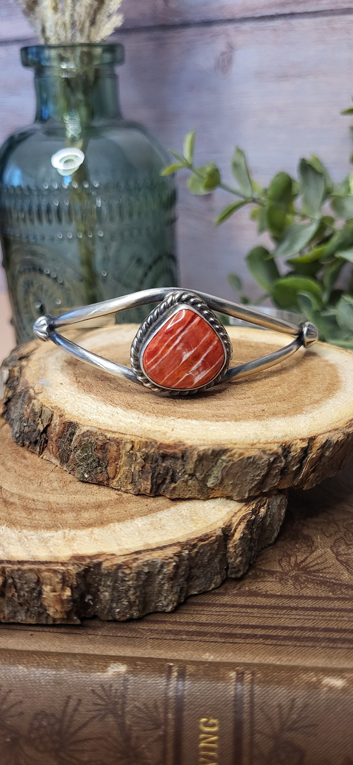 Native American Navajo Sterling Silver Spiny Oyster Bracelet by ...