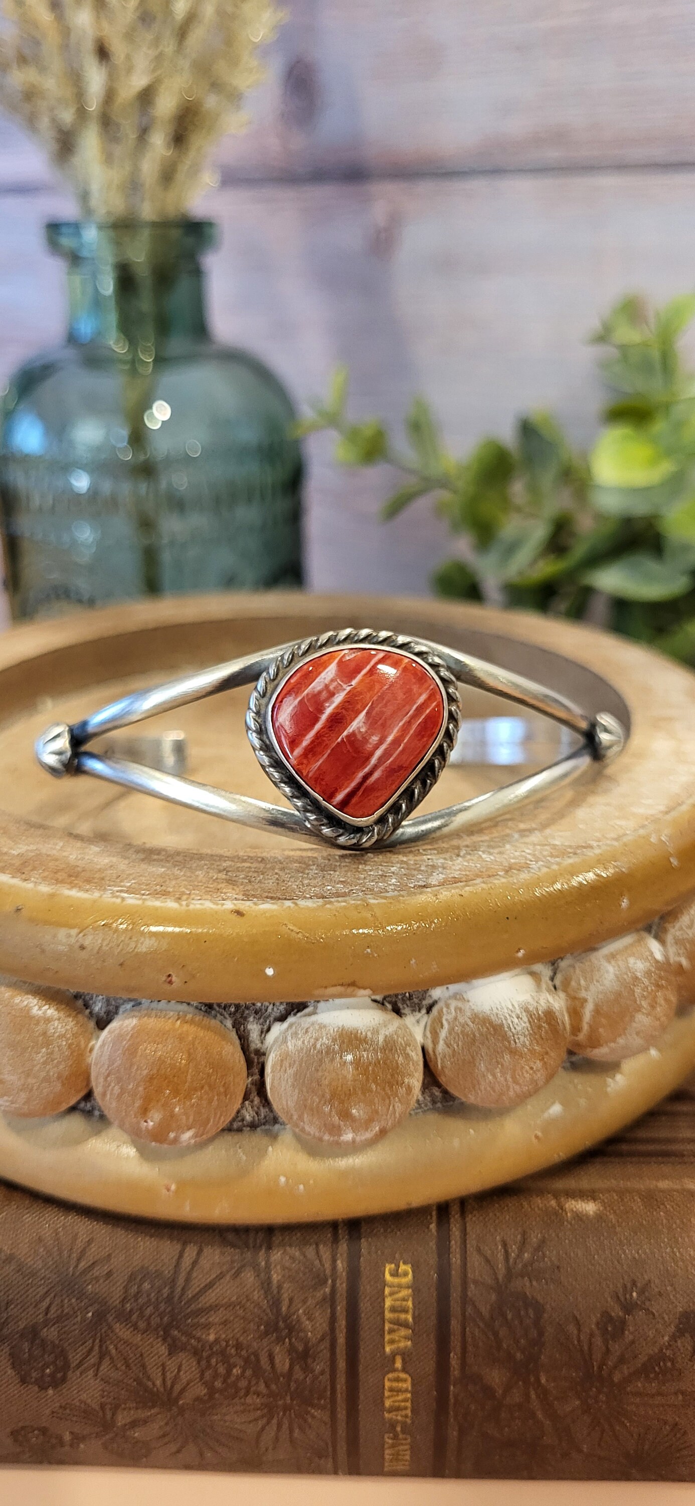 Native American Navajo Sterling Silver Spiny Oyster Bracelet by ...