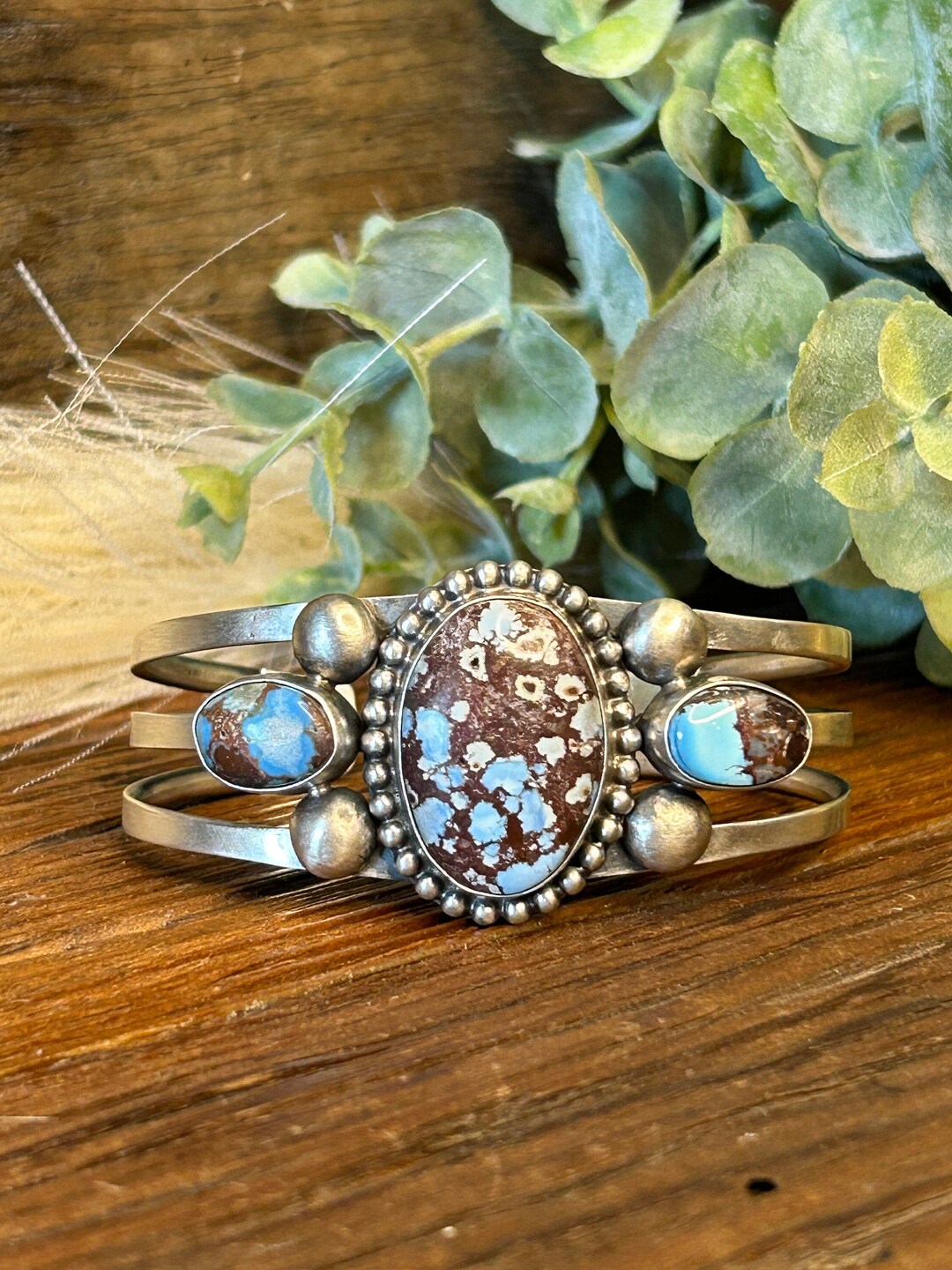 Native American Navajo Sterling Silver Golden Hills Turquoise Bracelet ...