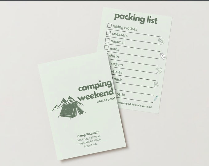 CAMP Packing List Template 1 - Etsy Canada