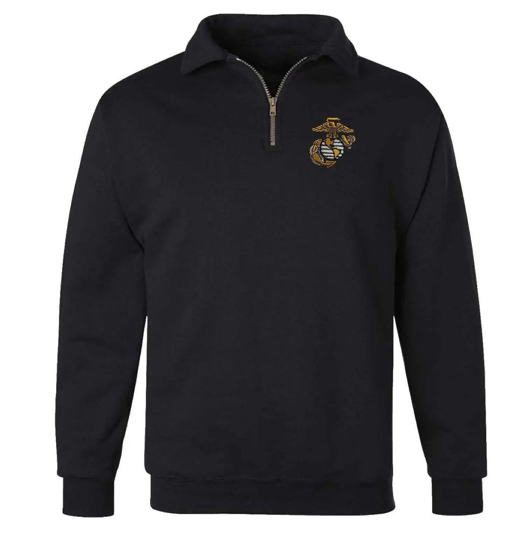 Marine Corps Big EGA Embroidered 1/4 Cadet Collar Black Sweatshirt - Etsy