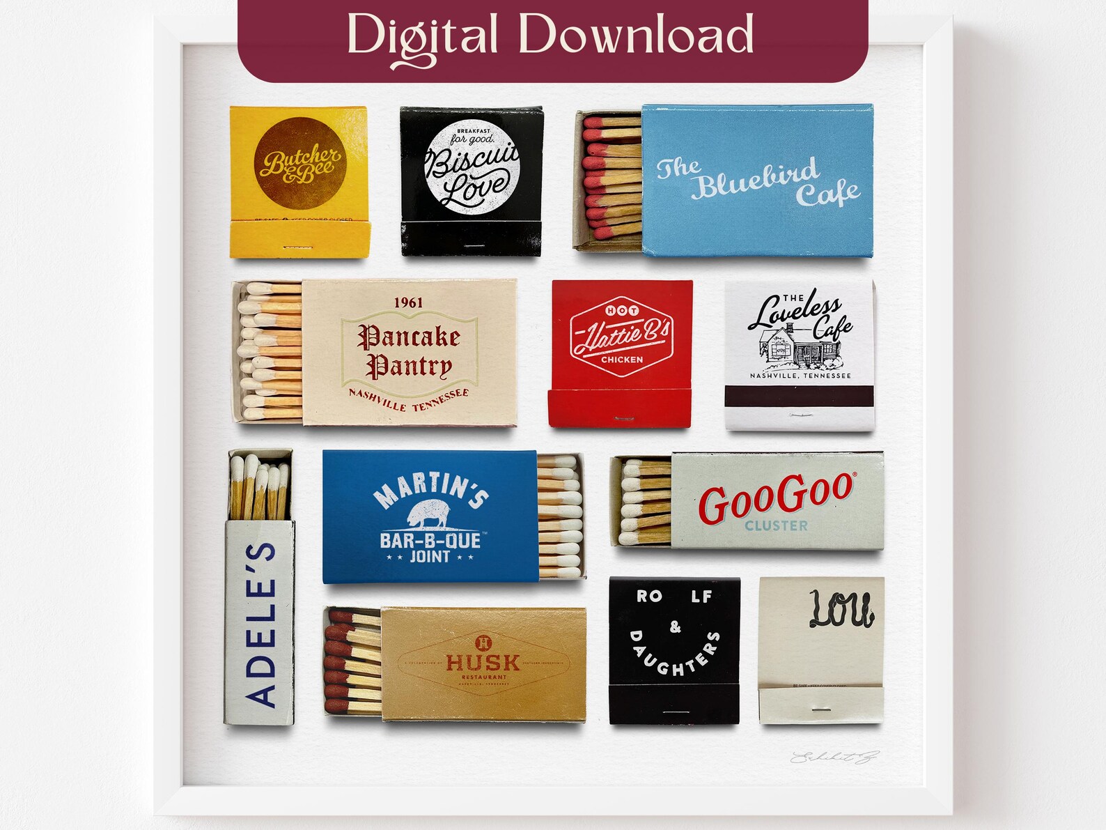 Nashville Matchbox Art Print, Nashville TN Matches, Cool Matchbooks ...