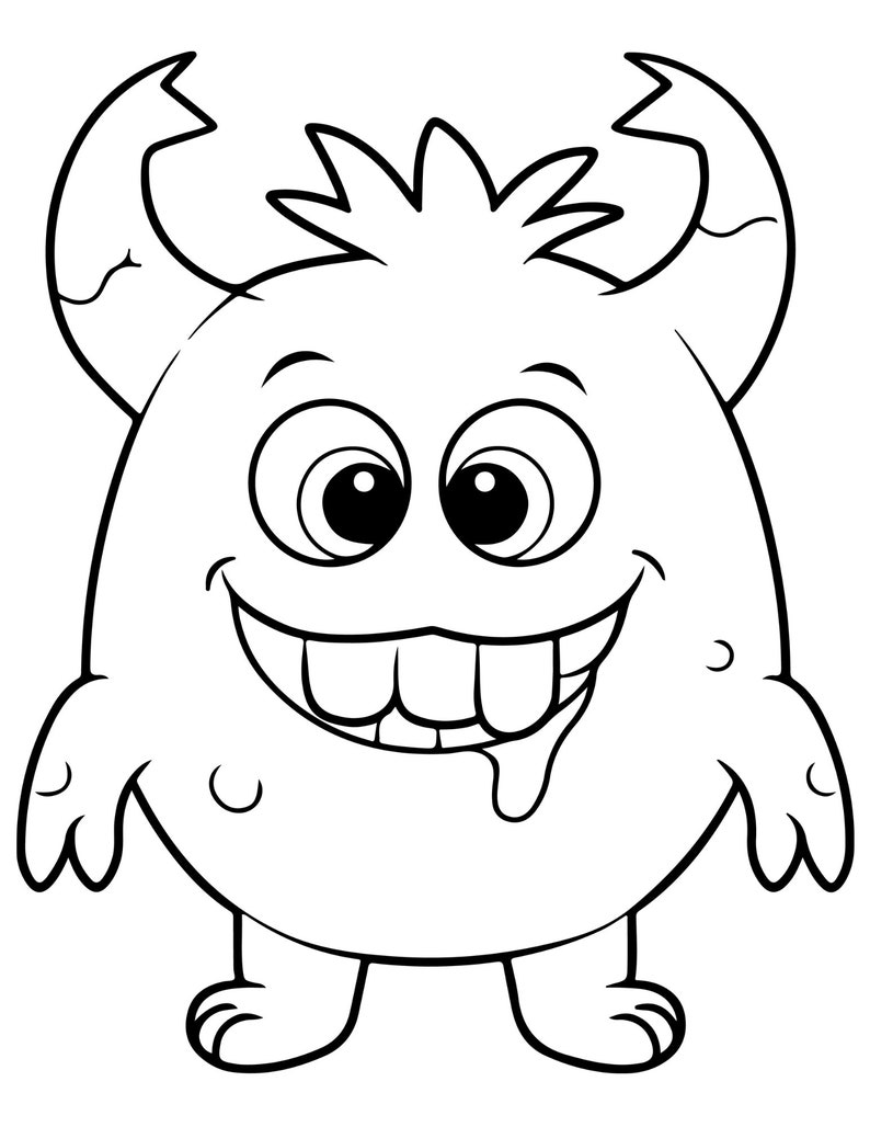 Fun and Adorable Happy Monsters Digital Coloring Book - Printable PDF ...