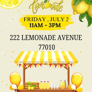 Lemonade Stand Plan Party Invitation: Refreshing Summer Flavors and Fun ...