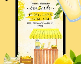 Lemonade Stand Plan Party Invitation: Refreshing Summer Flavors and Fun ...