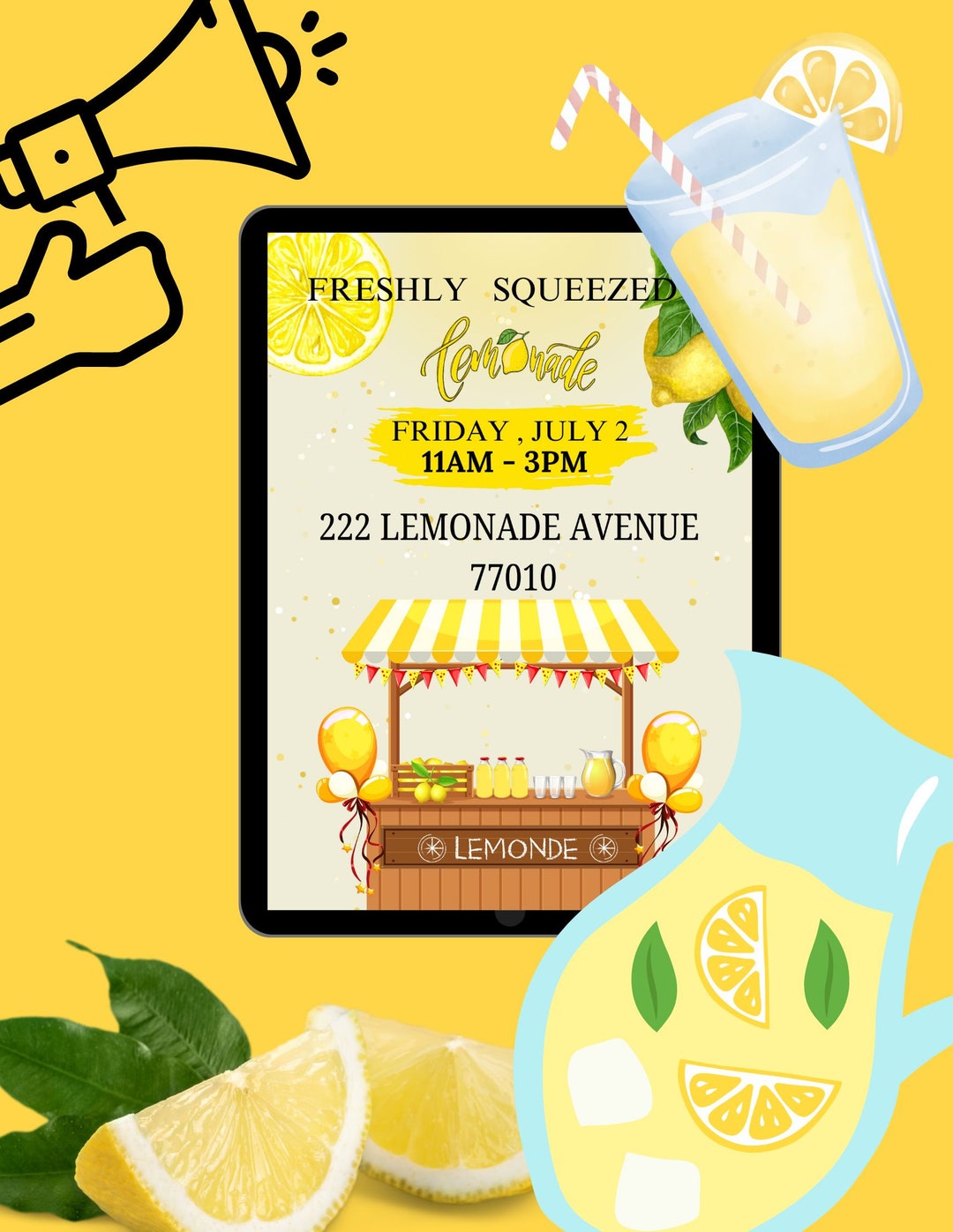 Lemonade Stand Plan Party Invitation: Refreshing Summer Flavors and Fun ...