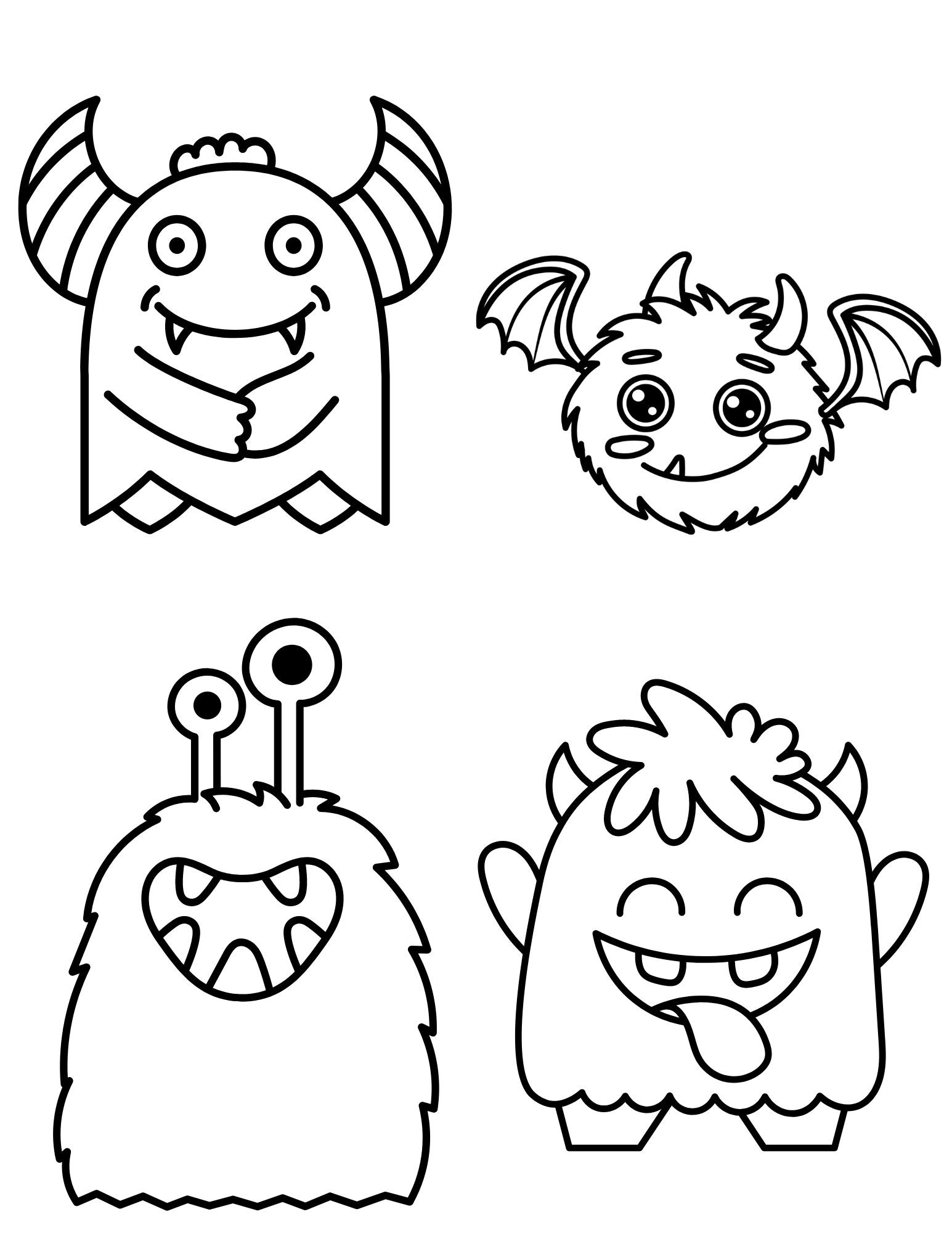 Fun and Adorable Happy Monsters Digital Coloring Book - Printable PDF ...