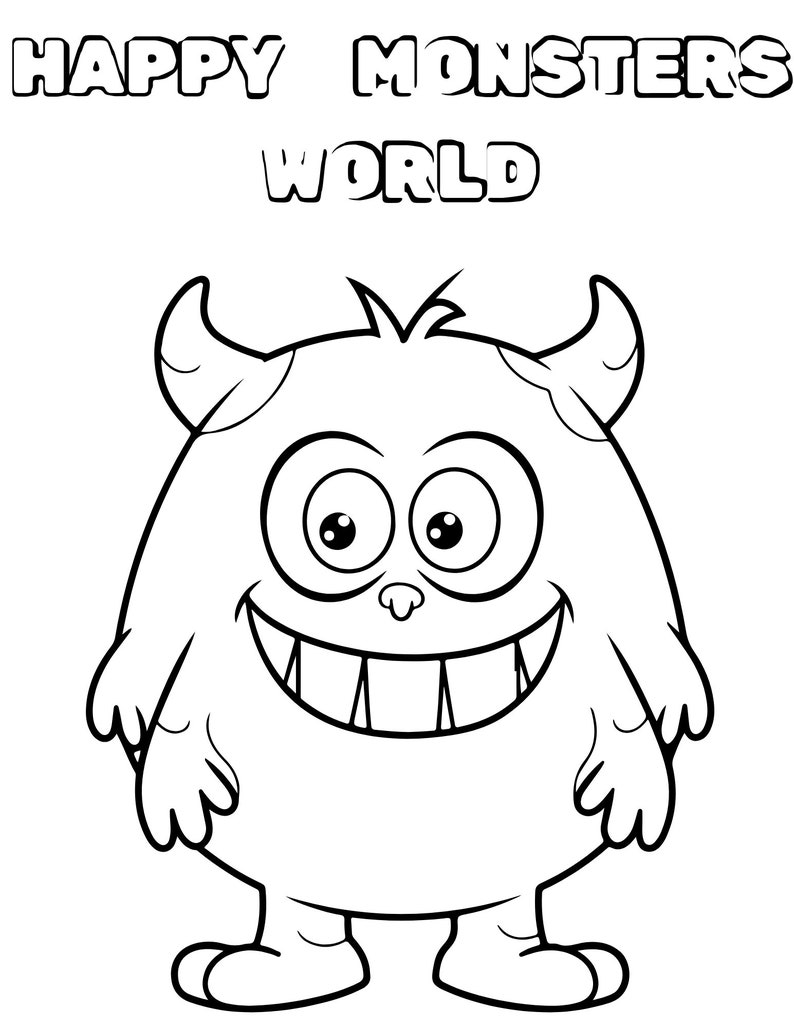 Fun and Adorable Happy Monsters Digital Coloring Book - Printable PDF ...