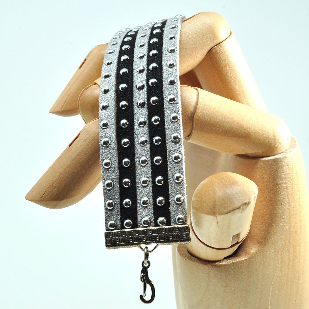 Goth Girl Rocker Bracelet Studs Biker Snap Cuff Rivets Poly - Etsy
